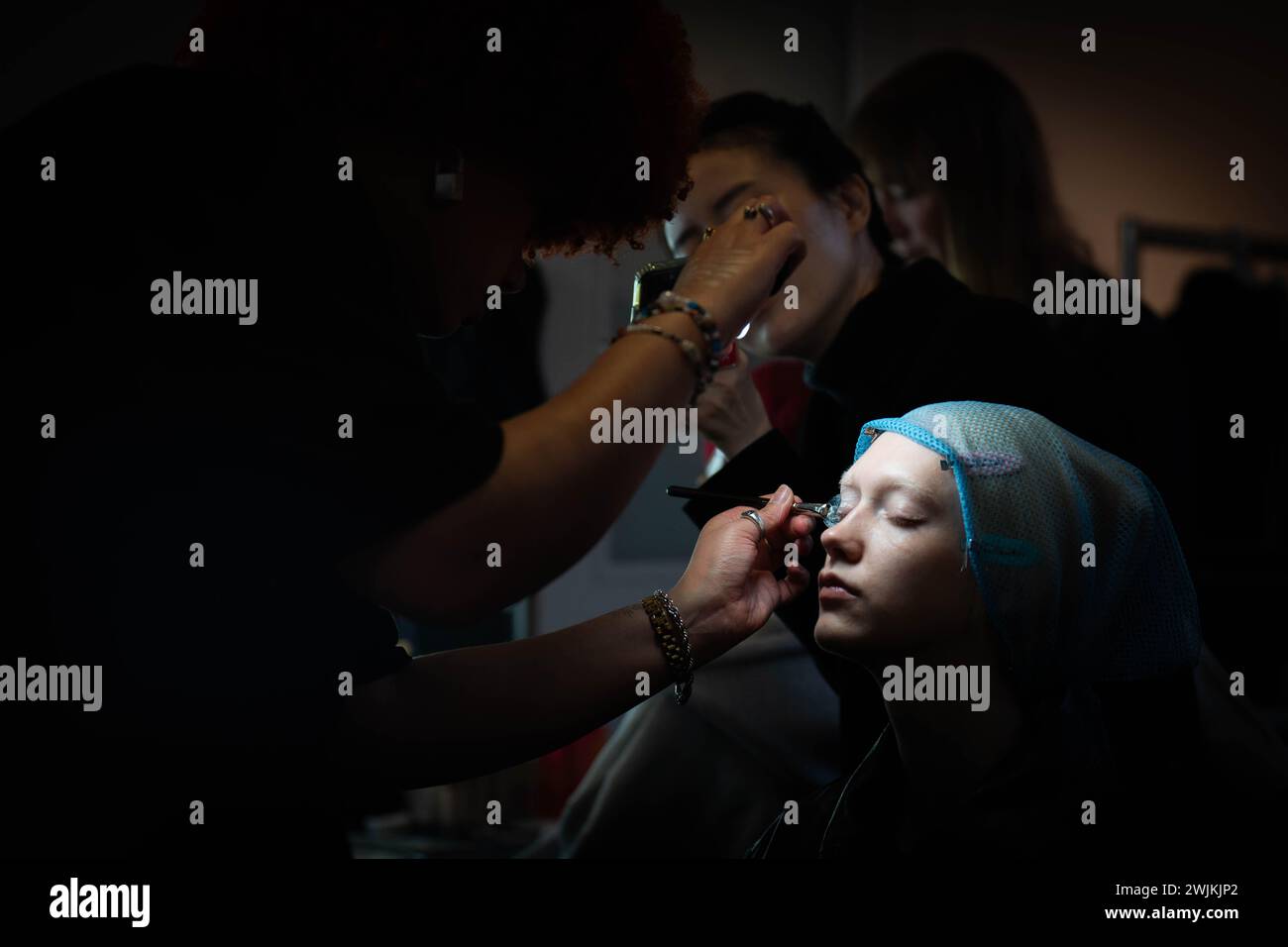 Models backstage at the Bora Aksu show at The Hellenic Centre, London, during London Fashion ...