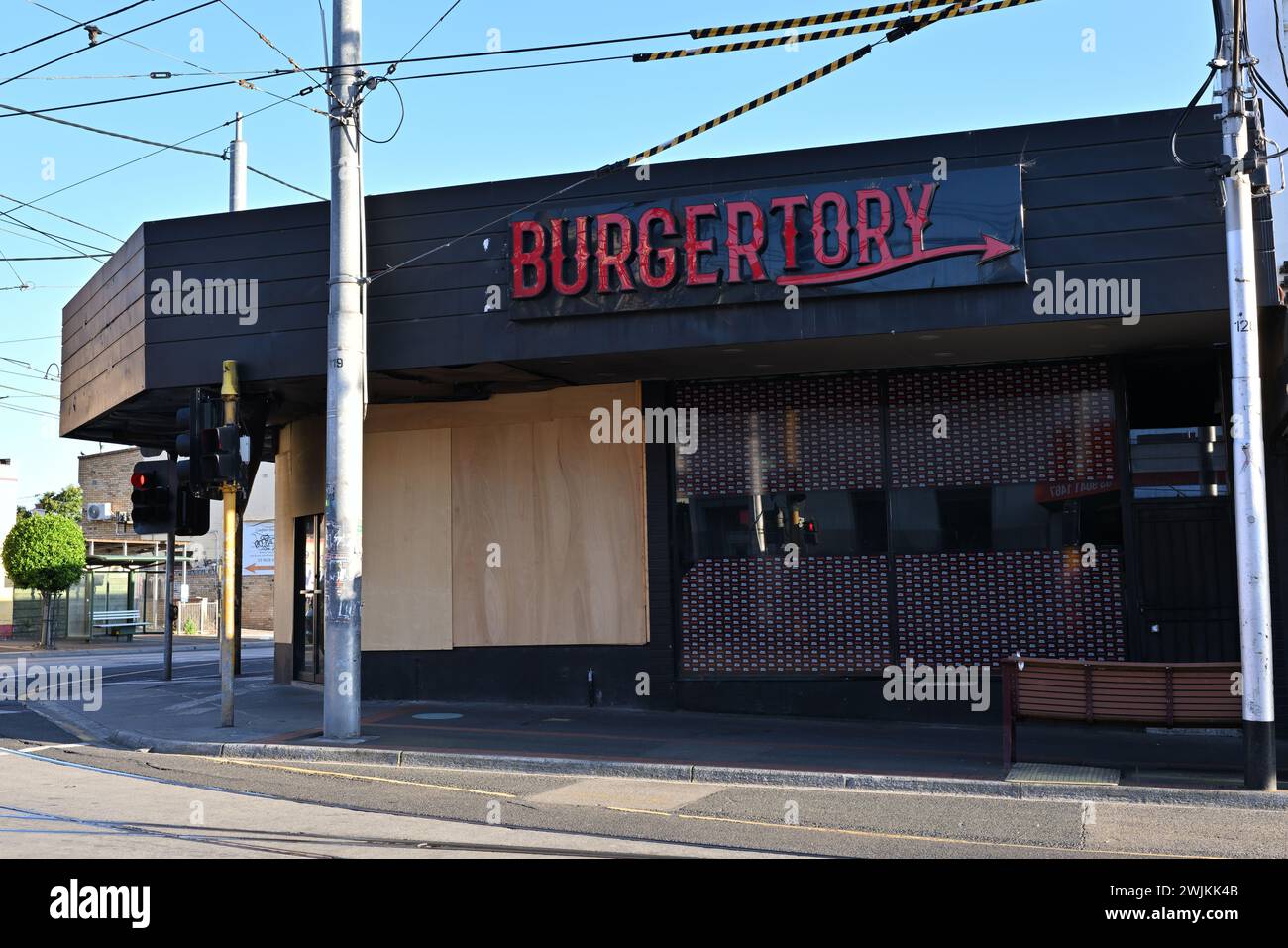 Boarded up Burgertory fast food restaurant, weeks after the shop was ...