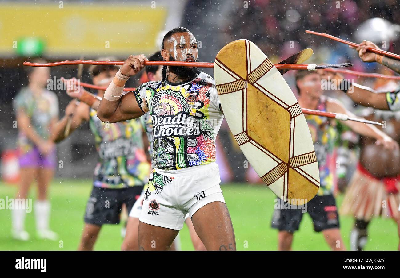 Townsville, Australia. 16th Feb, 2024. Indigenous All Stars player Josh ...