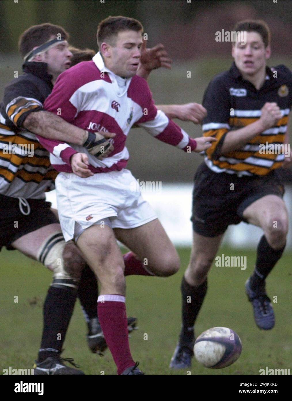 WATSONIANS V CURRIE, 29/1/00. The ball goes loose as Watsonian full ...