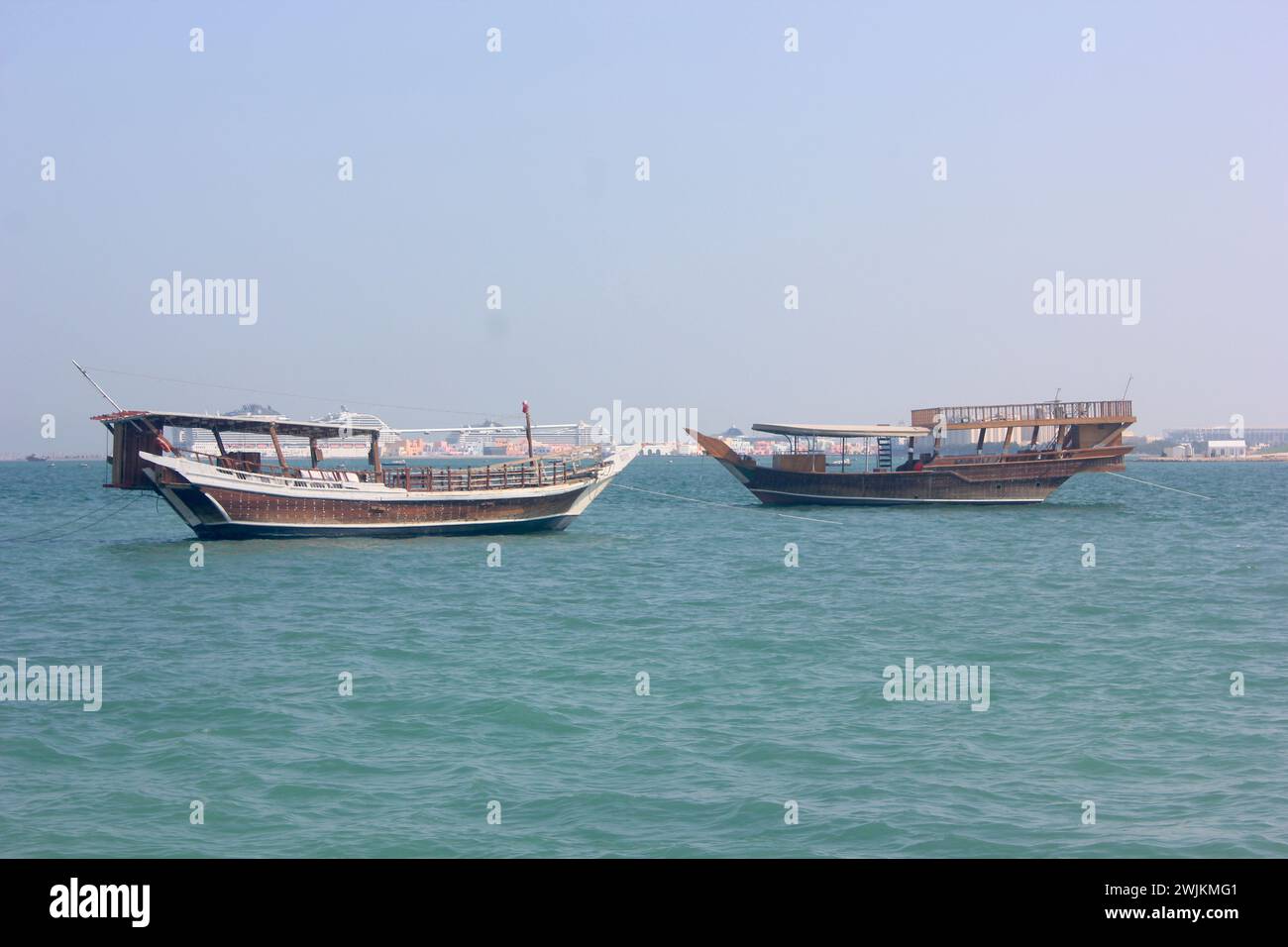 The beautiful sea line of Doha Corniche West Bay in Qatar during FIFA ...