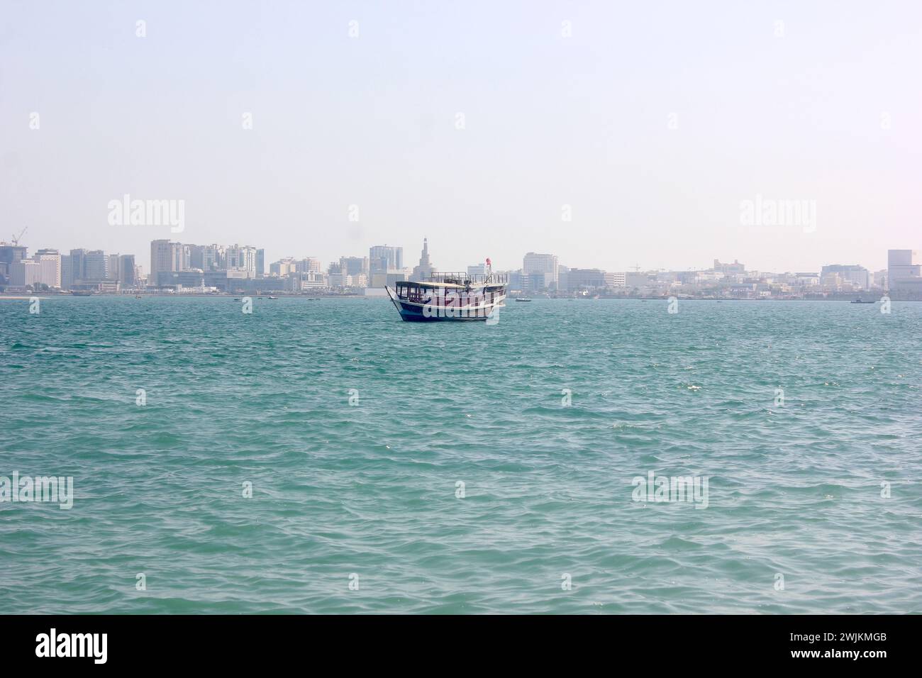 The beautiful sea line of Doha Corniche West Bay in Qatar during FIFA ...