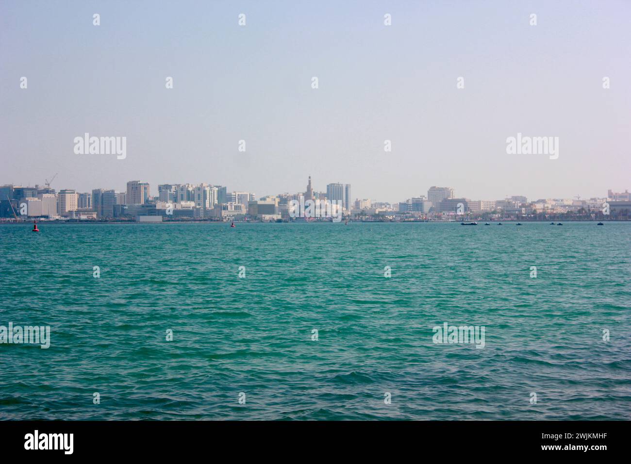 The beautiful sea line of Doha Corniche West Bay in Qatar during FIFA ...