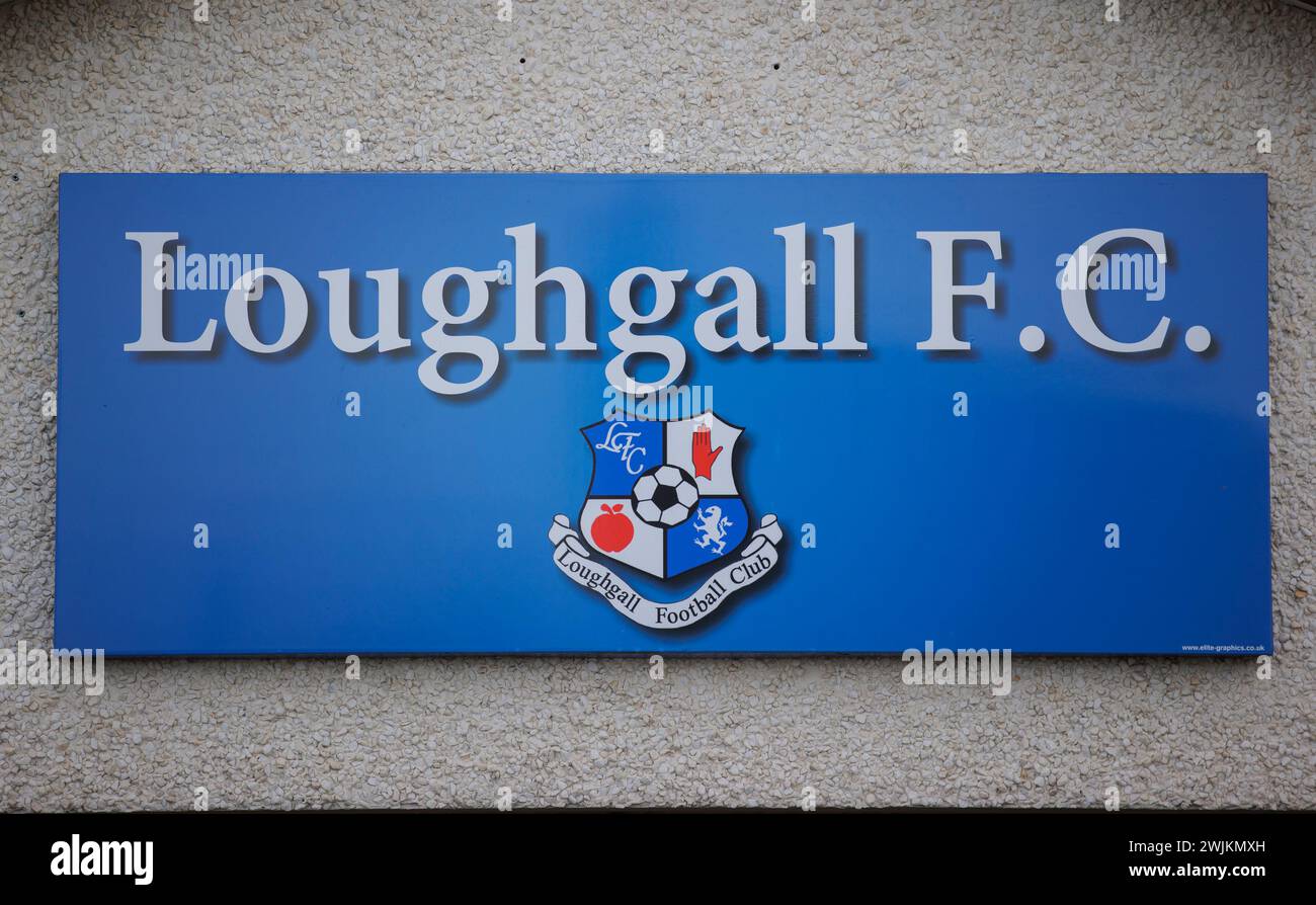 A general view of a sign for Loughgall Football Club near Armagh in ...