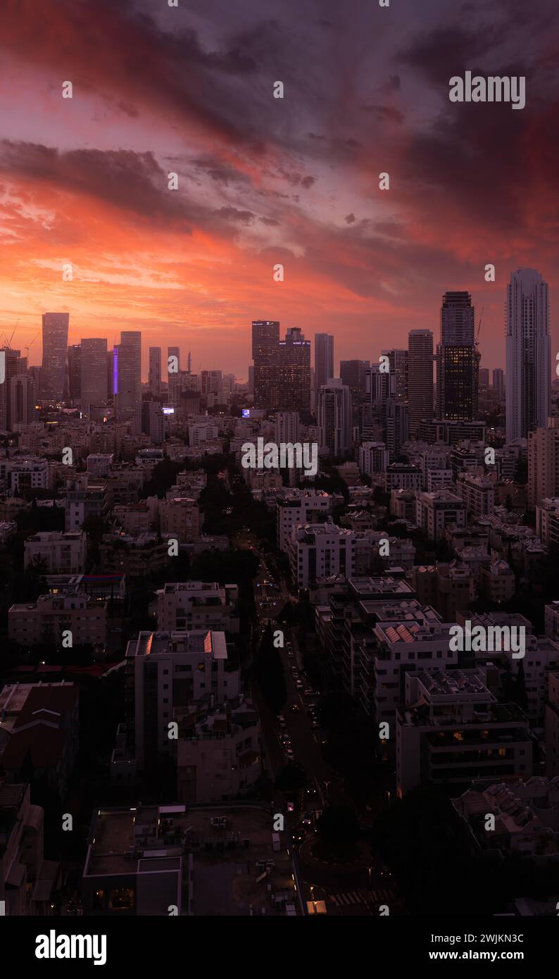 An aerial view of Tel Aviv skyline, Israel at sunset Stock Photo - Alamy