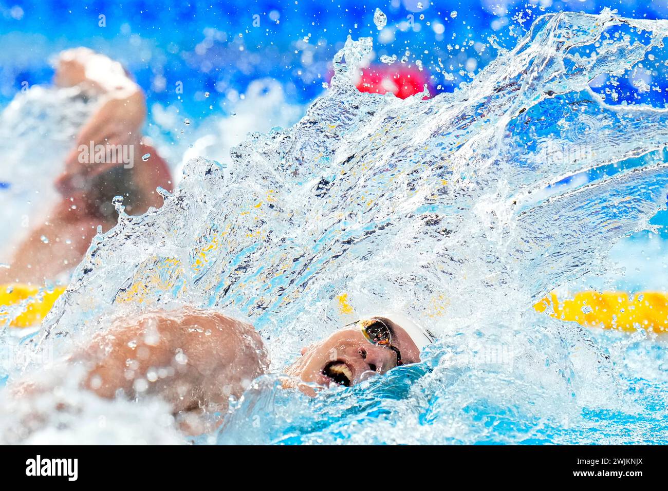China's Wang Haoyu competes in the men's 4x200m freestyle heat at the ...