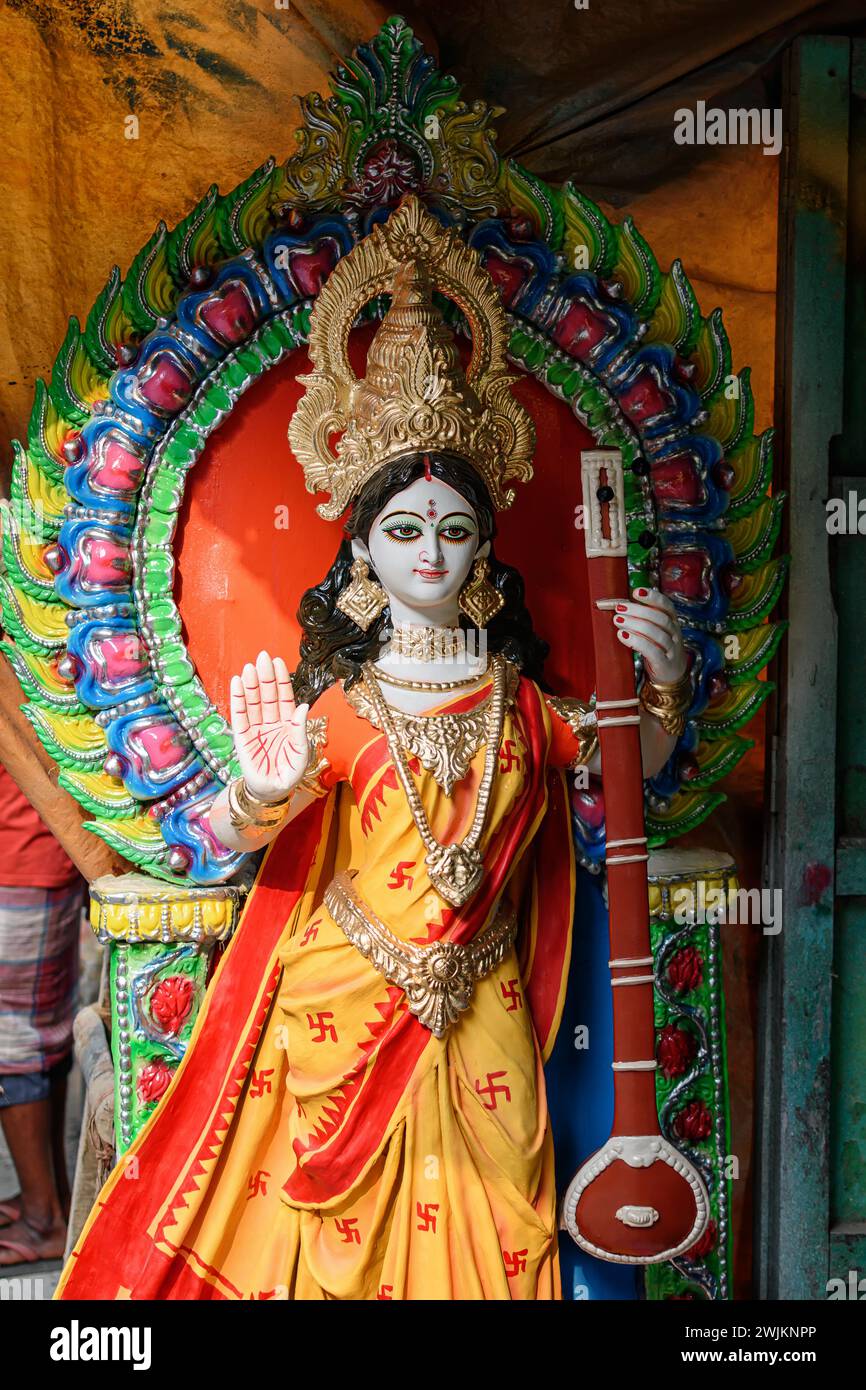 Idol of Goddess Devi Saraswati is in preparation for the upcoming ...