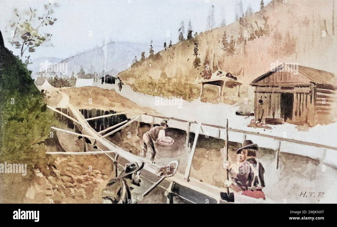 Gulch Mining from the Article THE GOLD FIELDS OF KLONDIKE AND THE YUKON ...