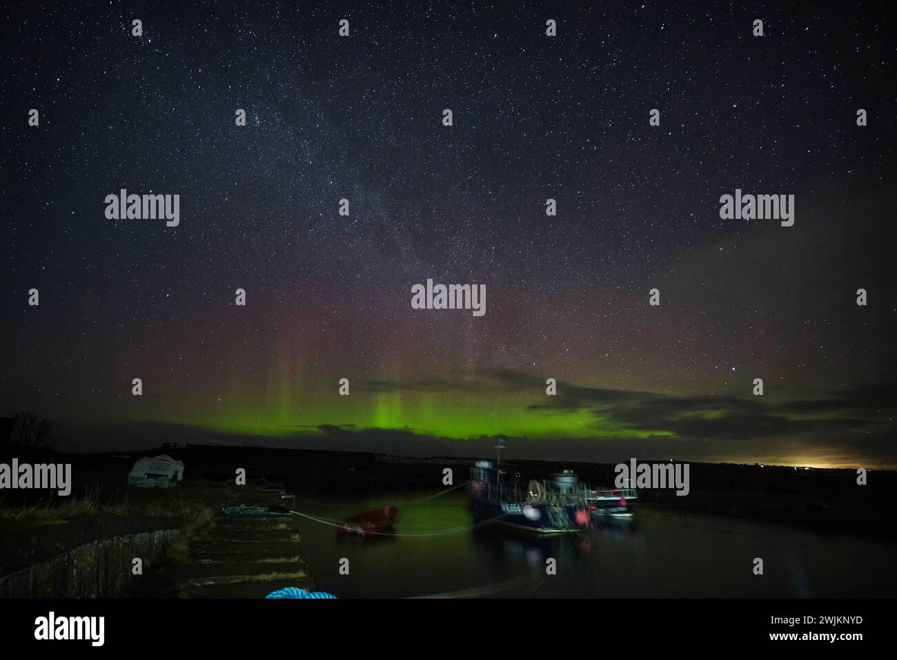 EDITORIAL USE ONLY Thurso, Scotland, 14th Feb 2024. The aurora borealis ...
