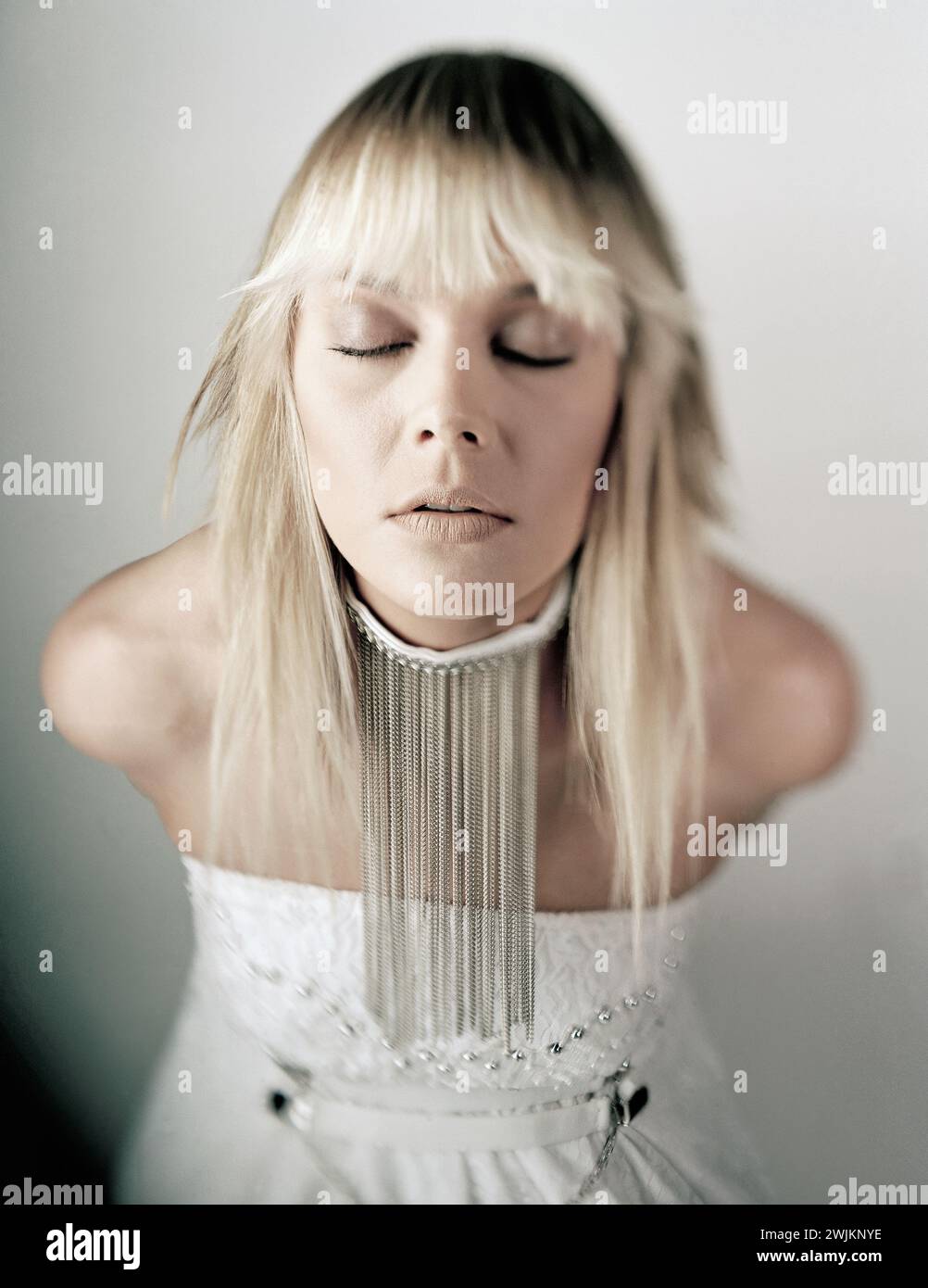 Portrait of a woman with closed eyes Stock Photo - Alamy