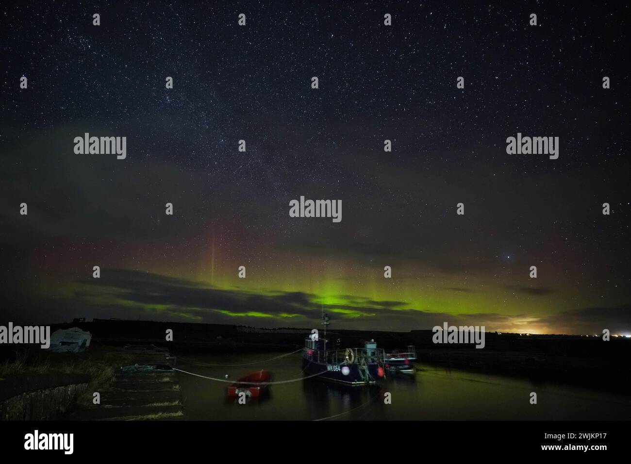 EDITORIAL USE ONLY Thurso, Scotland, 14th Feb 2024. The aurora borealis ...