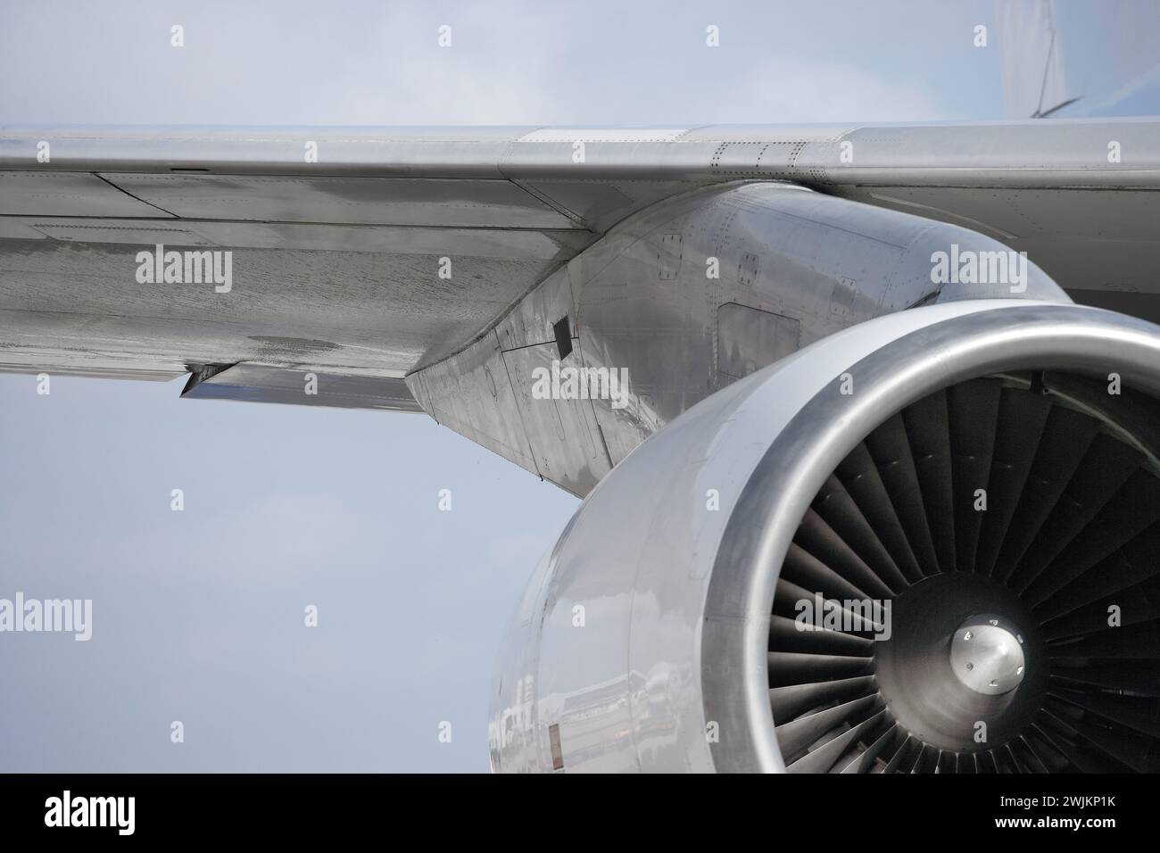 Jet engine on a wing Stock Photo - Alamy
