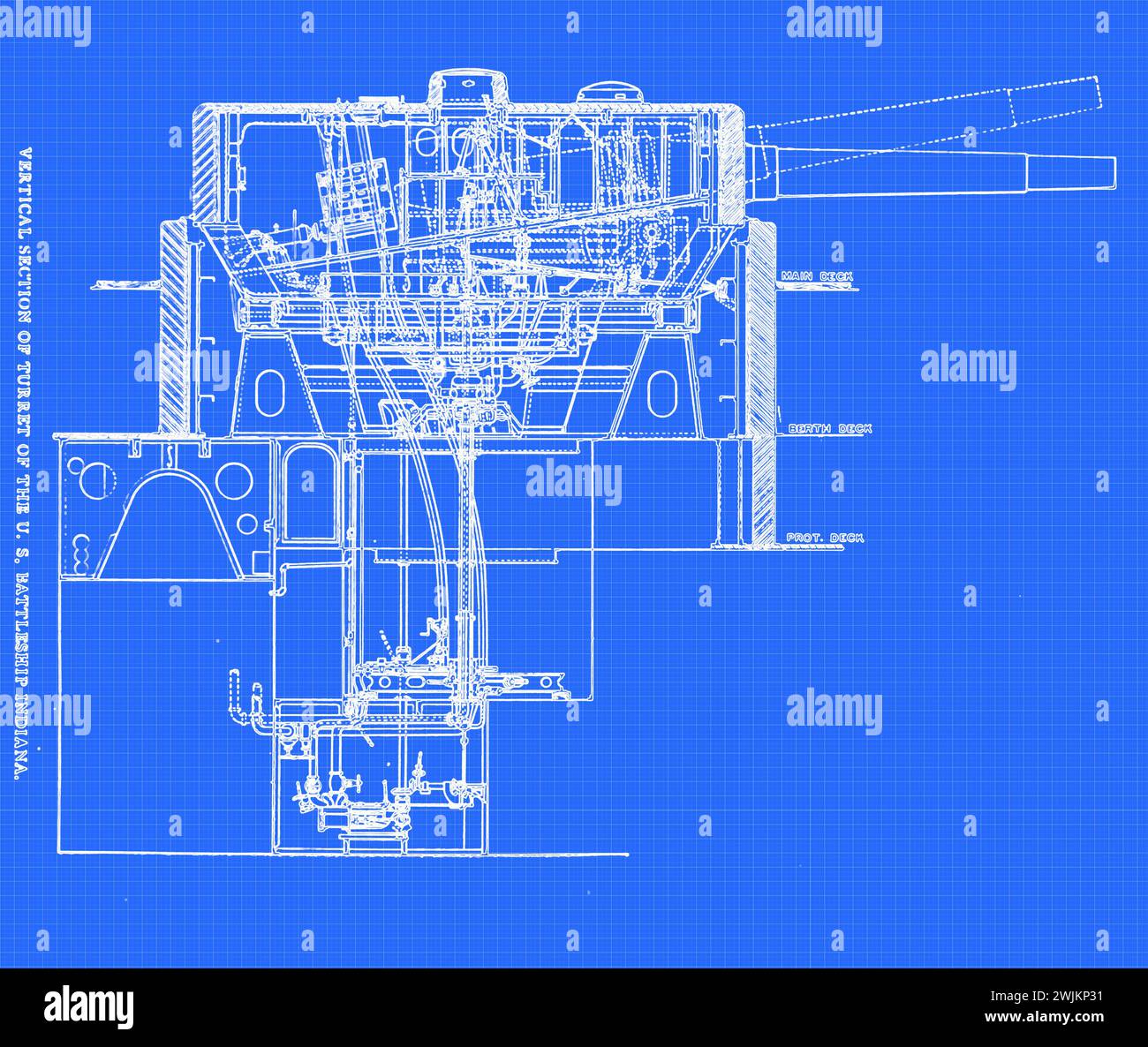 Vertical section of the turret of the U.S. battleship Indiana from the ...