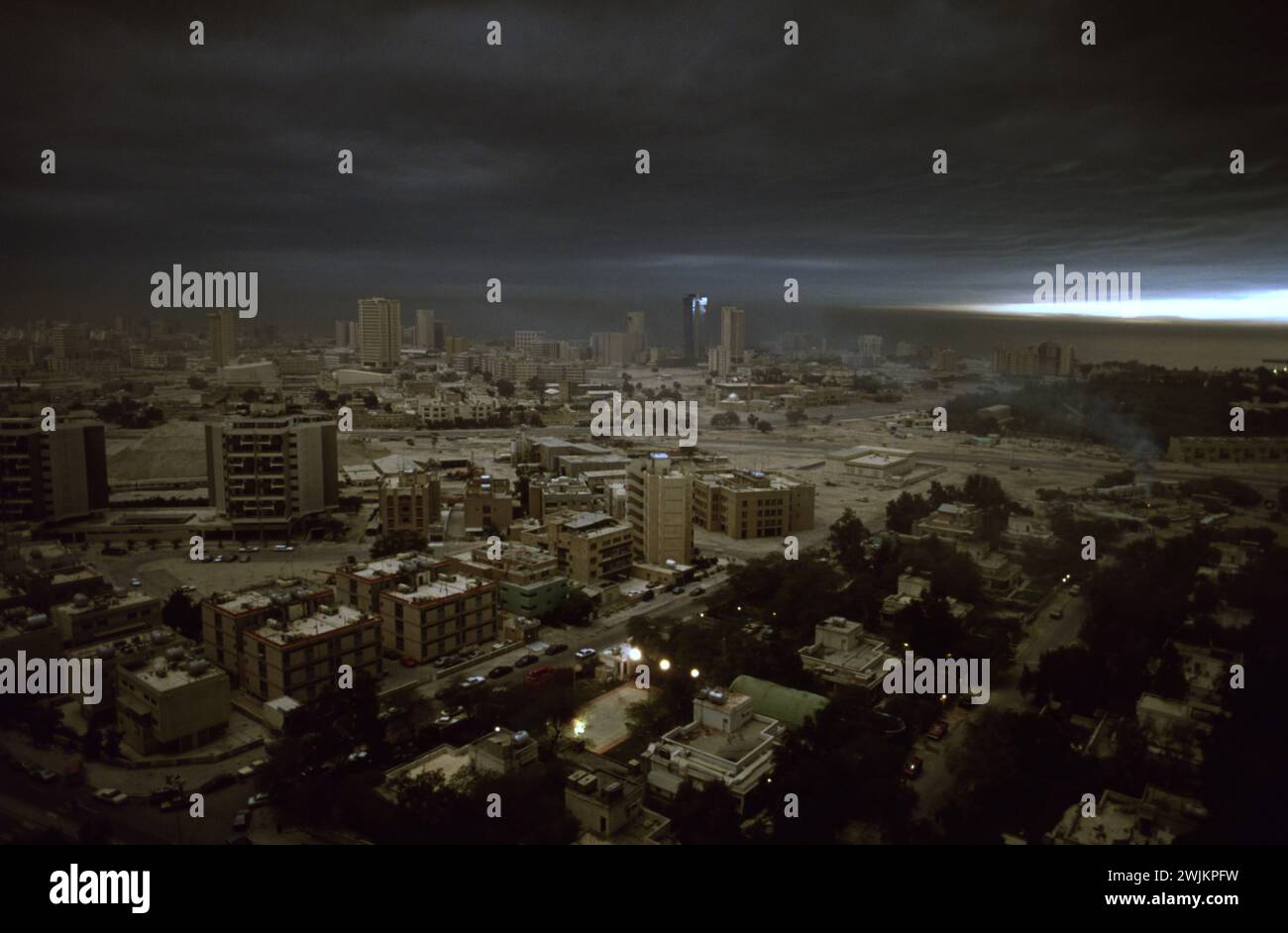 First Gulf War: 12th March 1991 Day is turned to night in Kuwait City ...