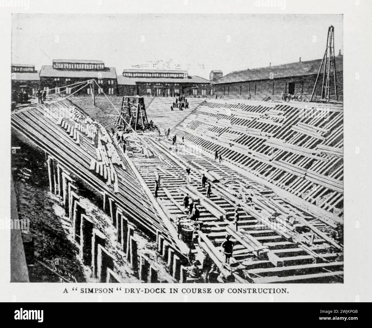 A SIMPSON DRY-DOCK IN COURSE OF CONSTRUCTION from the Article MODERN ...