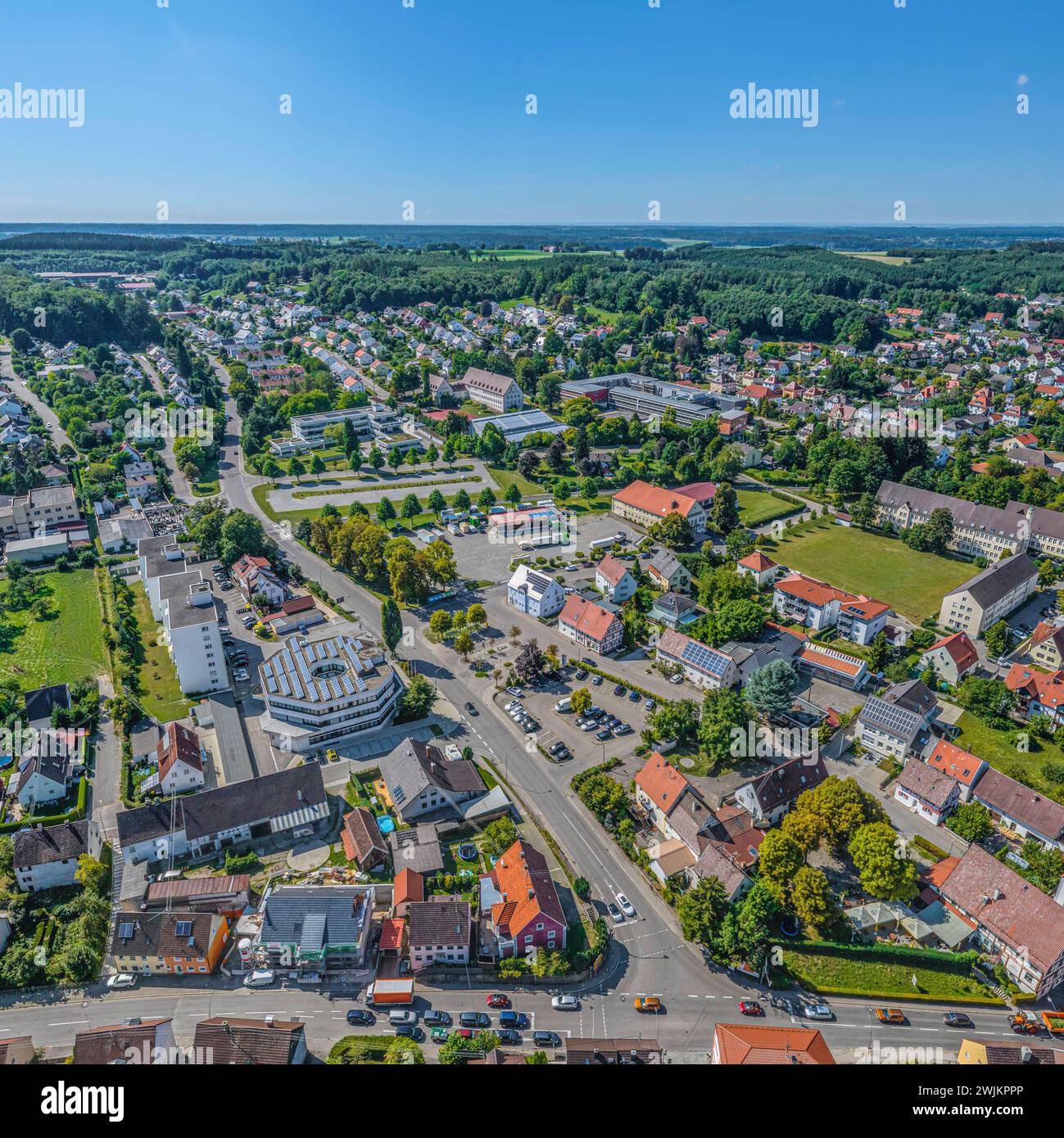 Die mittelschwäbische Stadt Krumbach von oben Ausblick auf Krumbach im ...