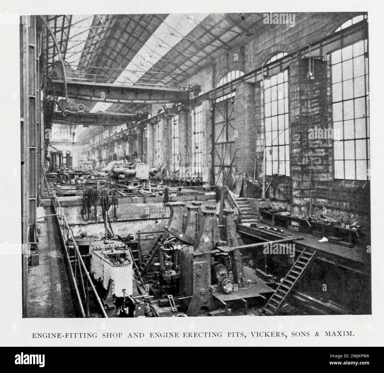 ENGINE-FITTING SHOP AND ENGINE ERECTING PITS, VICKERS, SONS A MAXIM ...