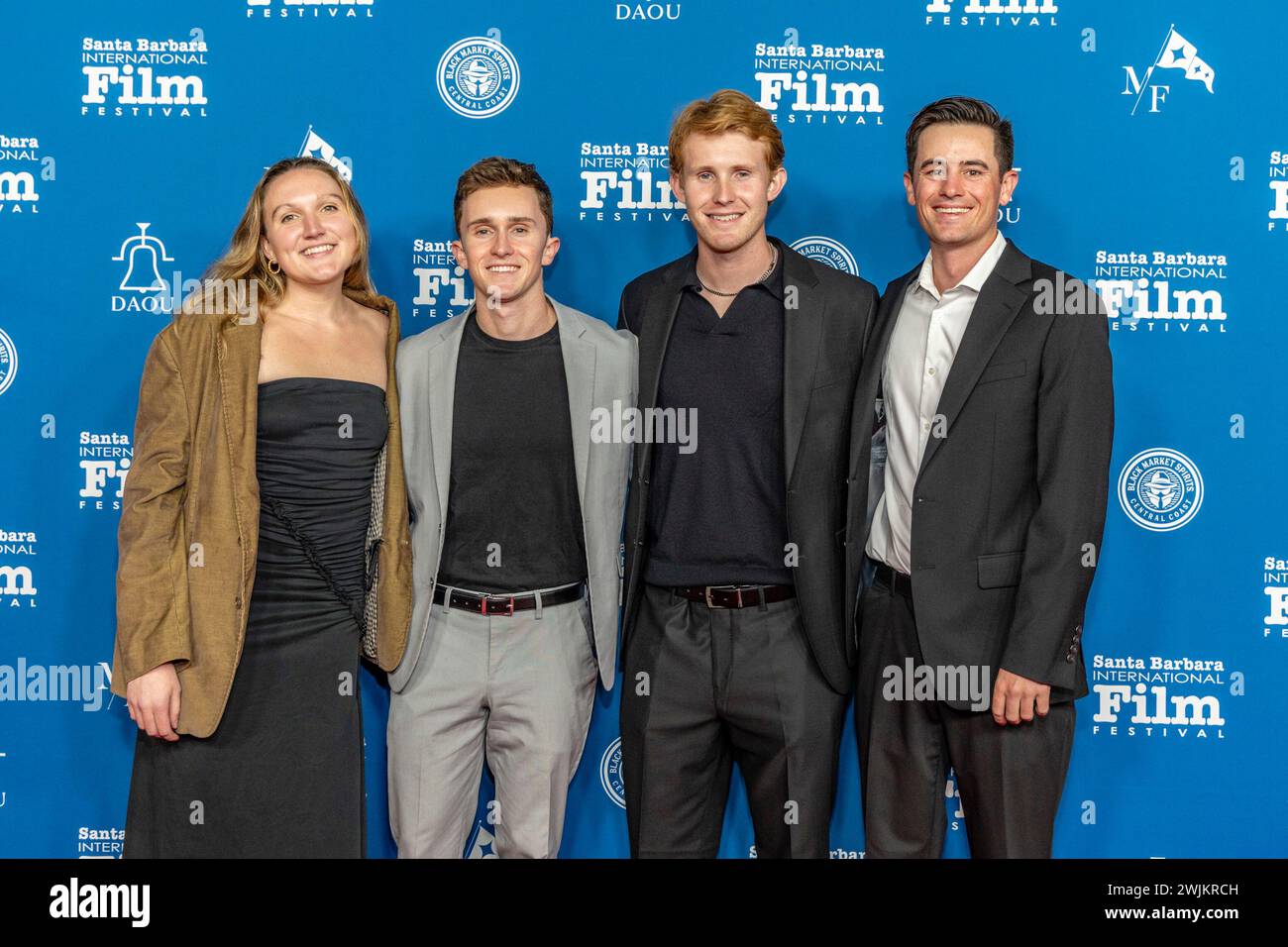 Red carpet arrivals: (l-r) Emily Eckert, Luke Hannah, Darby James, and ...