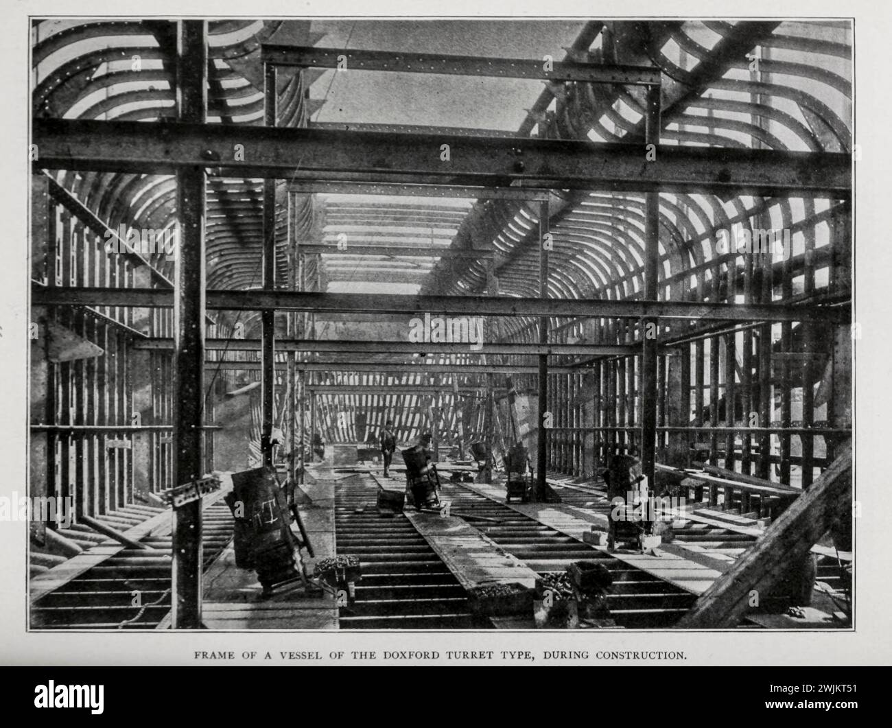 Frame of a vessel of the Doxford Turret type during construction Built ...