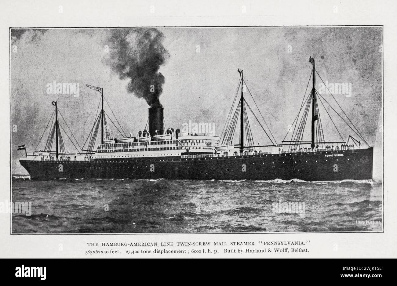 The Hamburg-American Line twin-screw mail steamer Pennsylvania ...