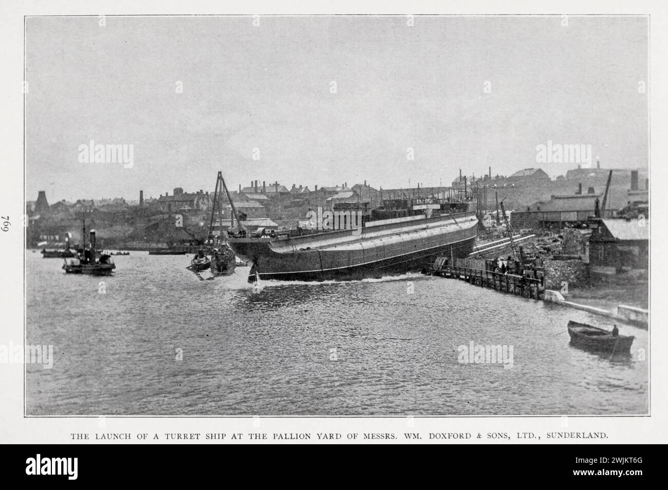 Launch of a Turret ship at the Pallion Yard of Messrs. Wm. Doxford and ...