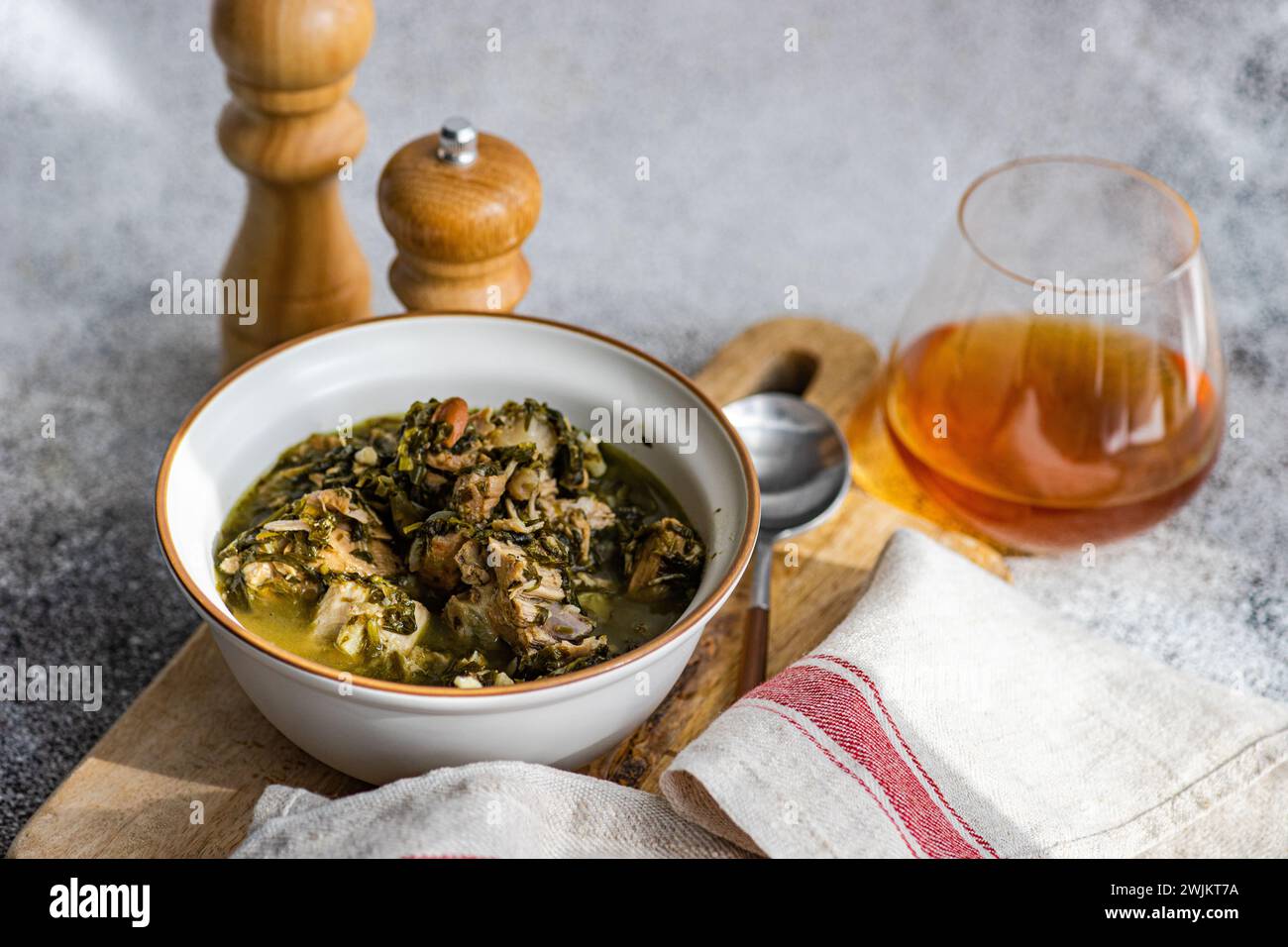 Traditional Georgian dish Chakapuli in the bowl Stock Photo - Alamy