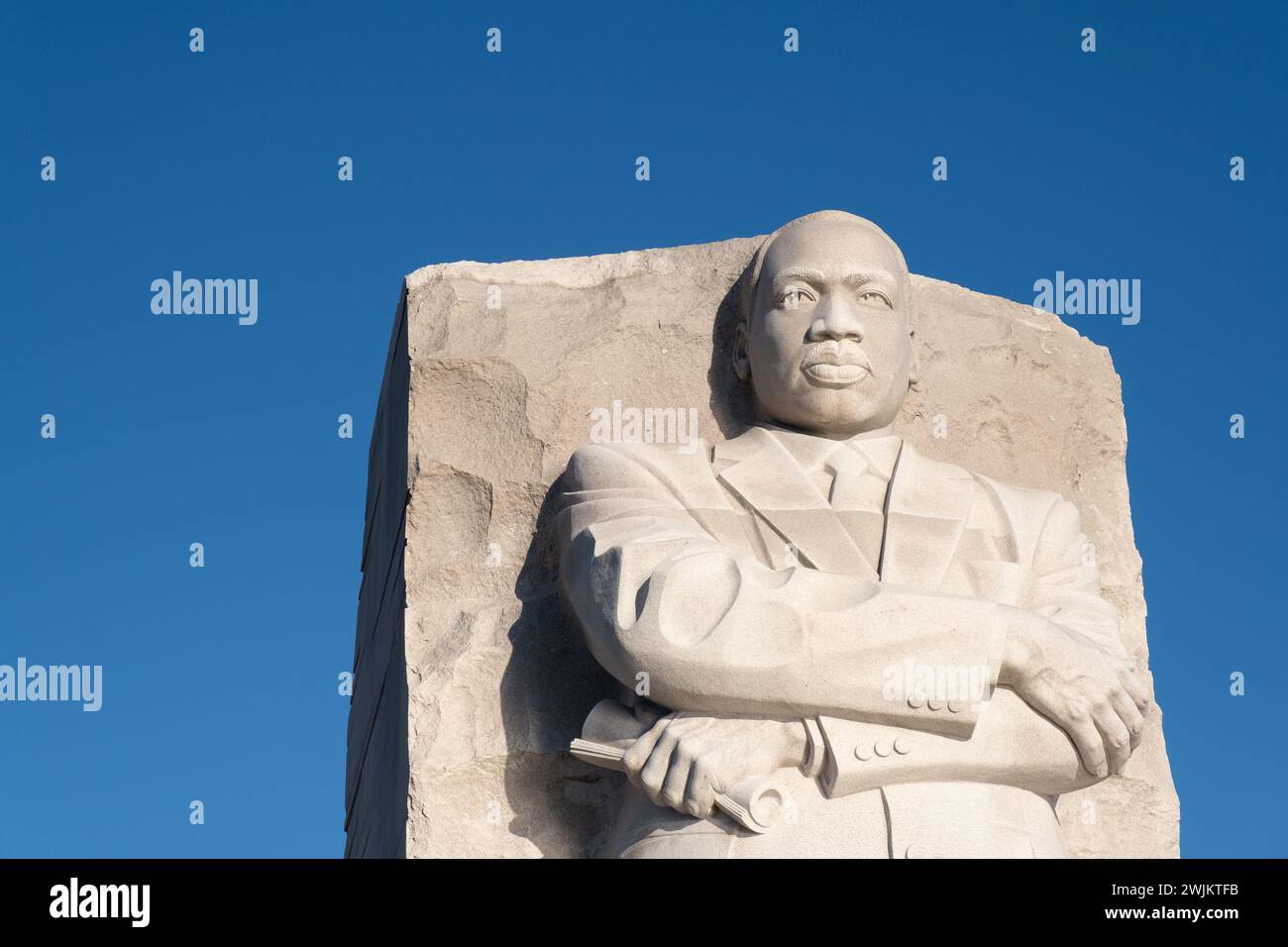 White marble statue at Martin Luther King Memorial in Washington, D.C ...