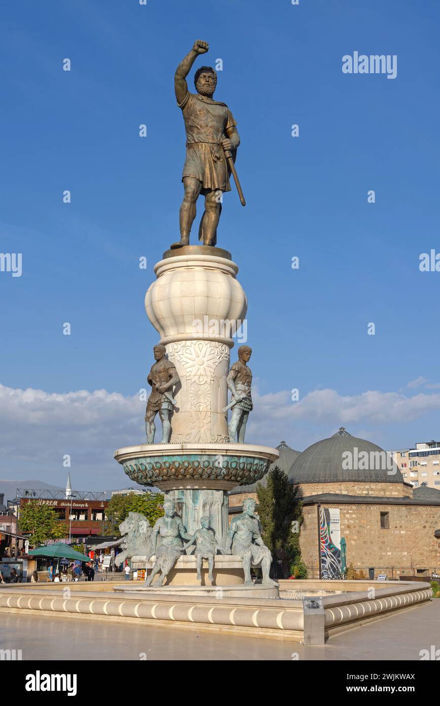 Skopje, North Macedonia - October 23, 2023: Bronze Statue of Philip II ...