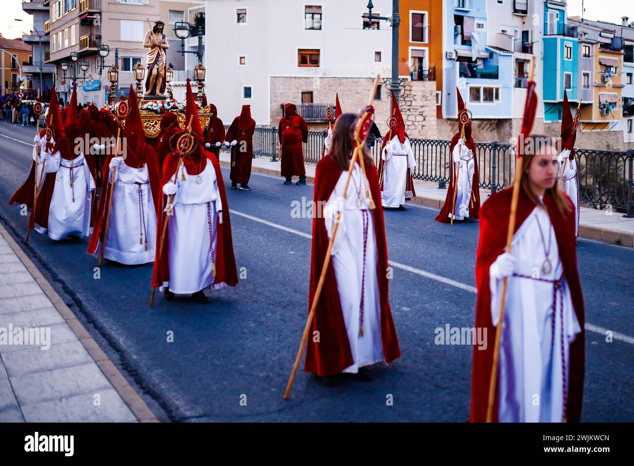 Calvary procession crossing the bridge Stock Photo - Alamy