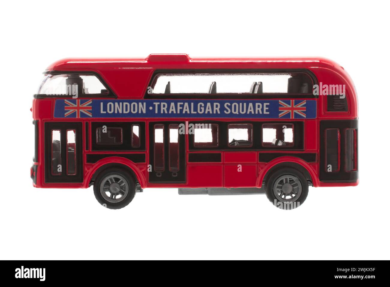 London red double decker bus toy car on white background Stock Photo ...