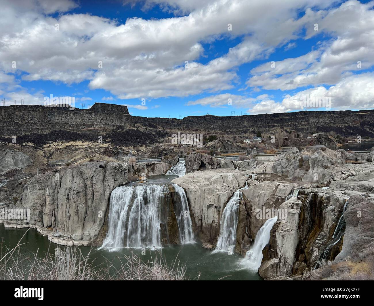 Idaho Shoshone Falls with fluffy clouds Stock Photo - Alamy