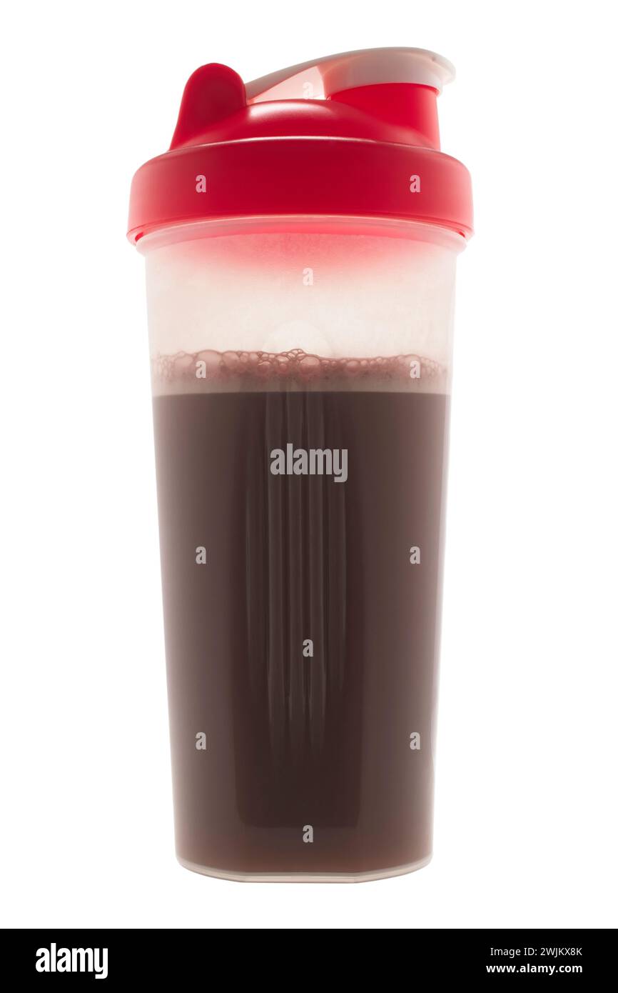 Protein shaker bottle on white background Stock Photo - Alamy