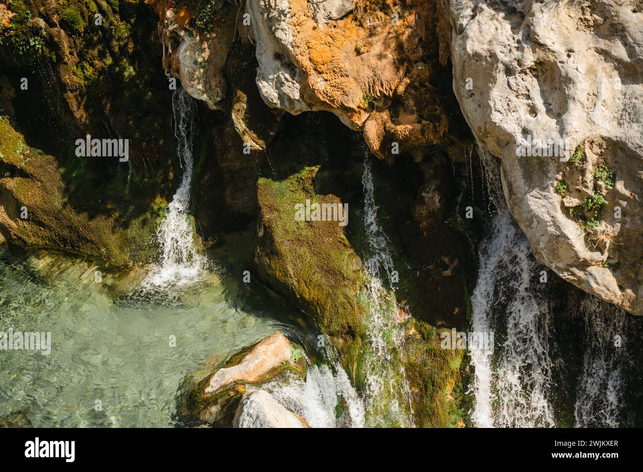 Waterfalls at Kourtaliotiko Gorge (Asomatos Gorge) in Crete, Greece ...