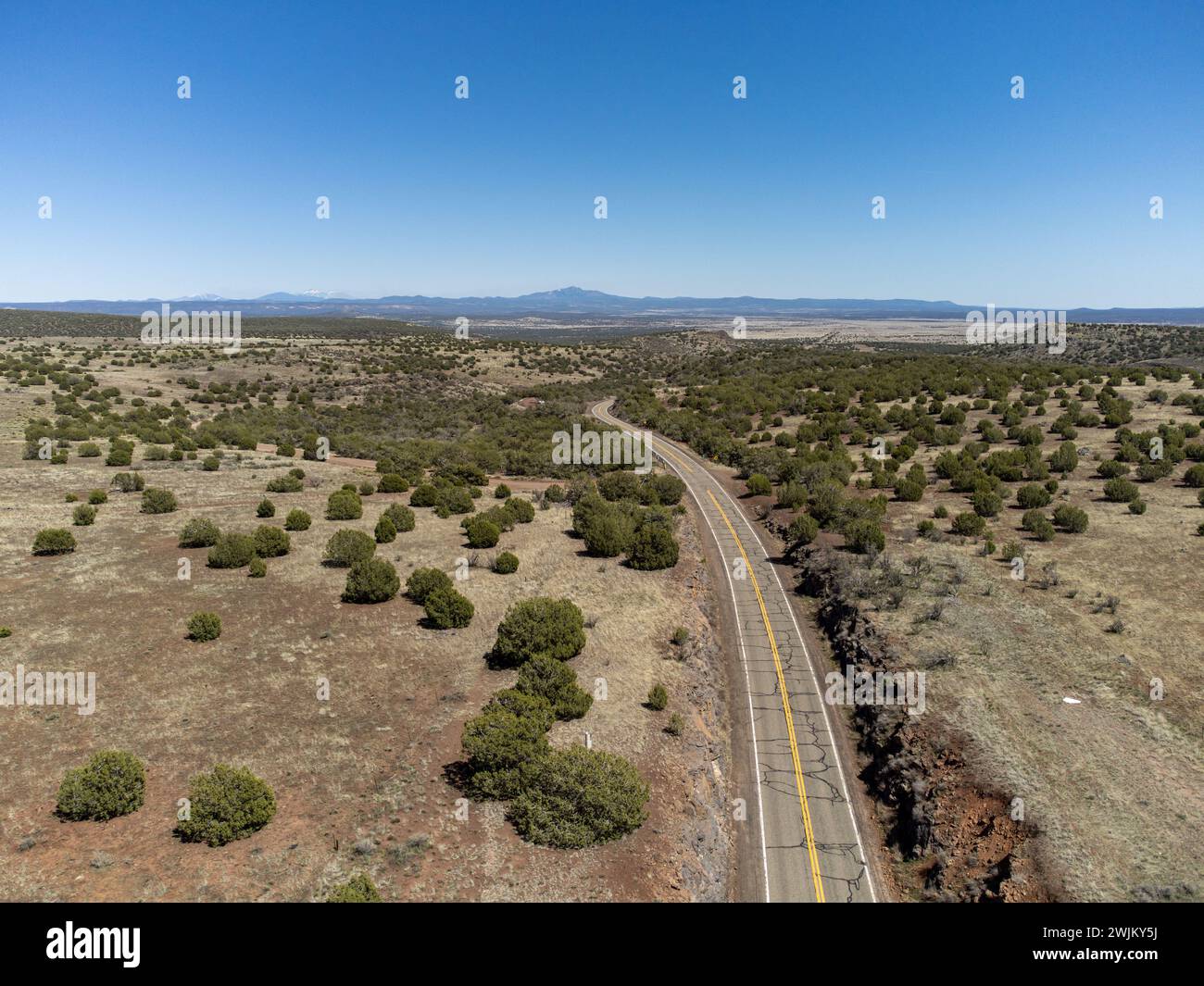 Road 66 in northern Arizona towards Flagstaff. Coconino county and ...