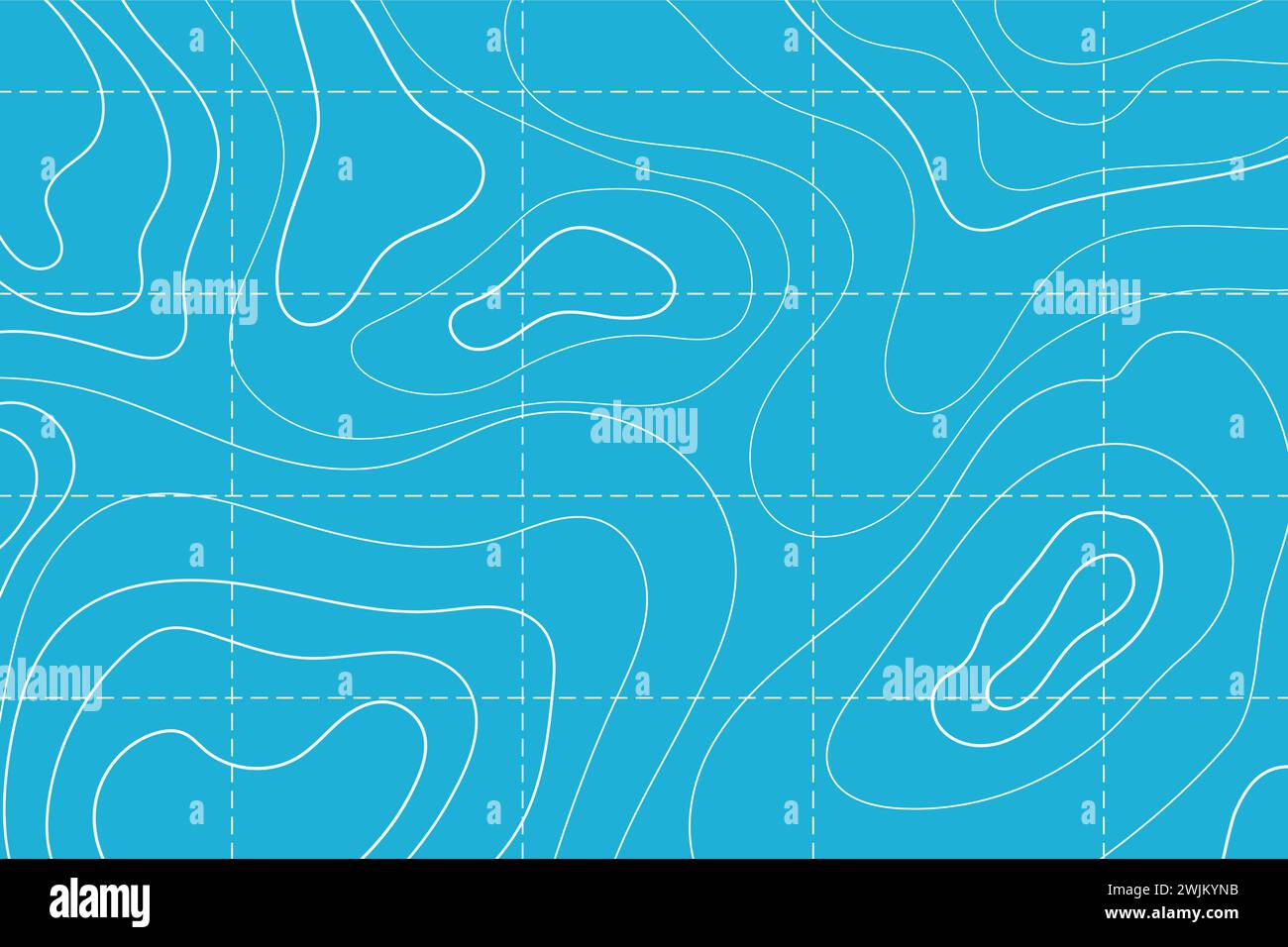 Topographic map with contour line grid water ocean, sea relief, depth ...