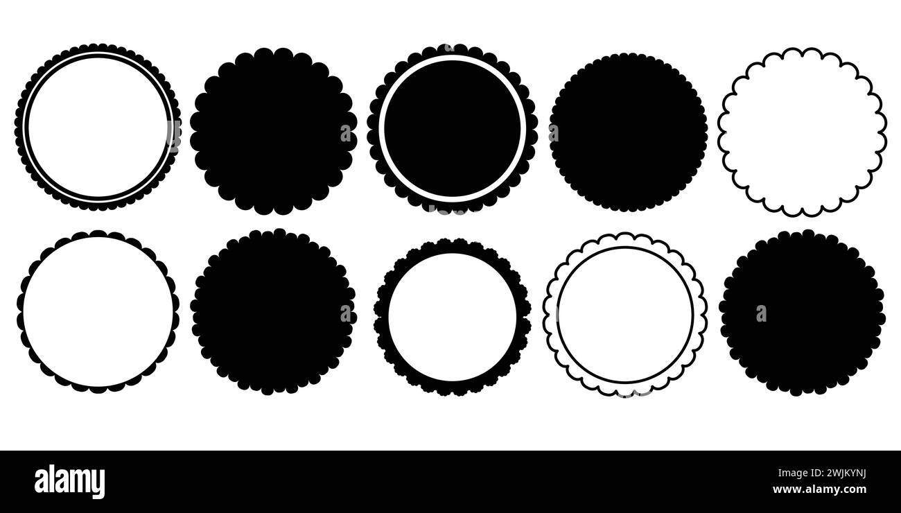 Scalloped seal round price emblem badge simple frame decoration ...