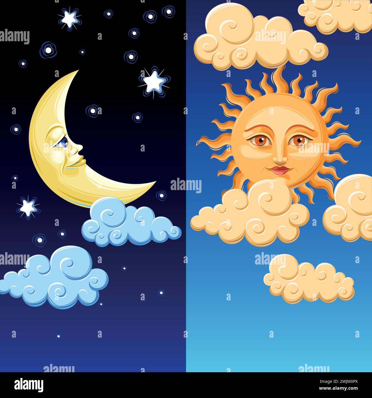 Moon in orange sky Stock Vector Images - Alamy