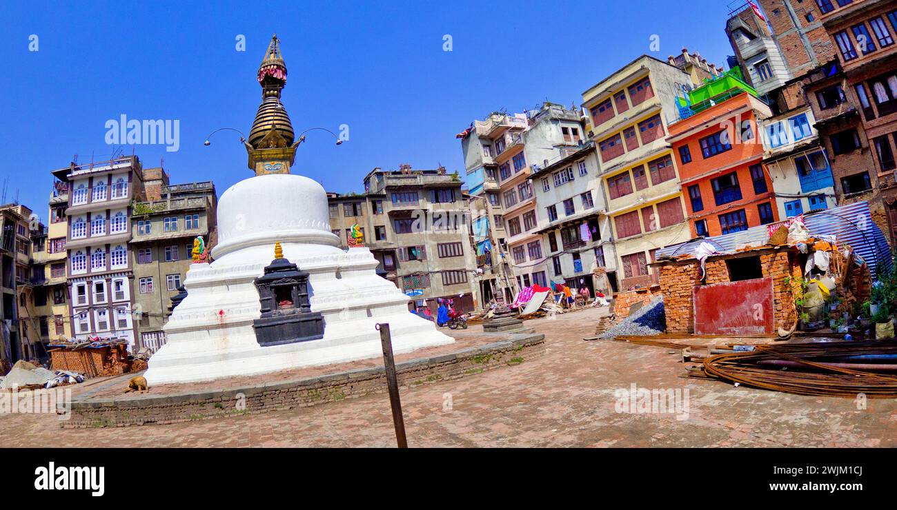 Buddhist Stupa, Thamel Tourist Area, Kathmandu, Nepal, Asia Stock Photo ...