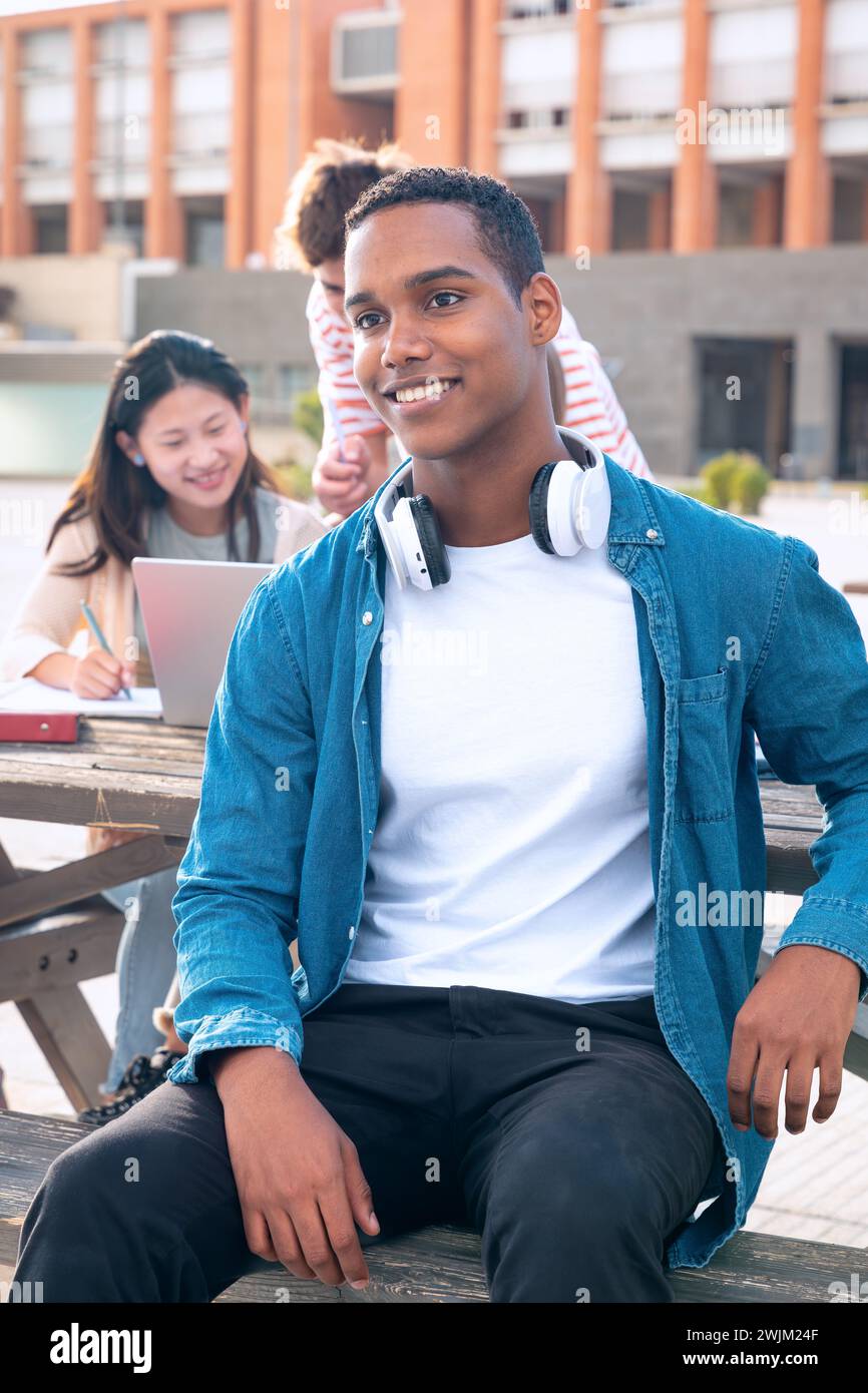 Laughing group multiracial classmates hi-res stock photography and ...