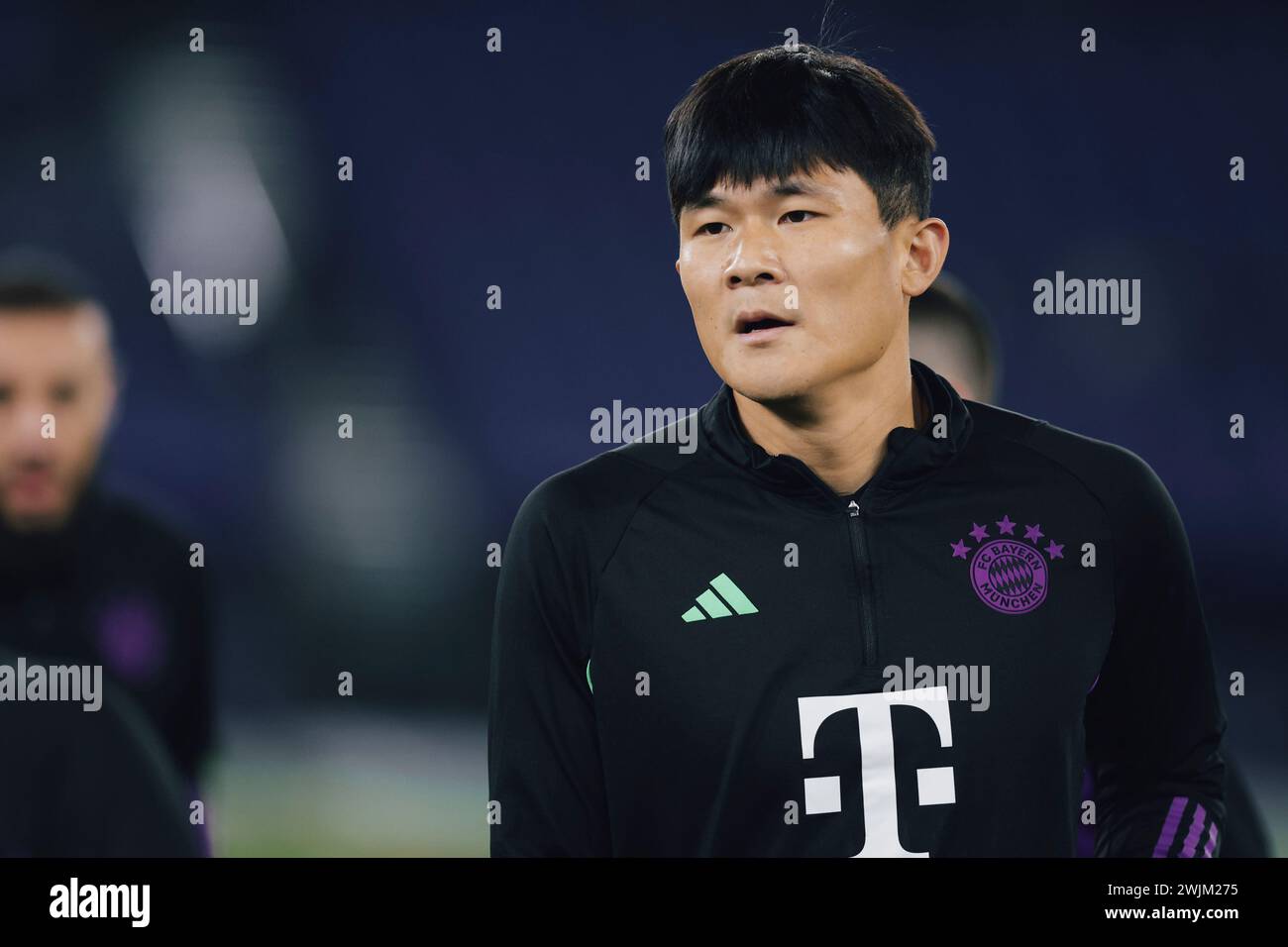Bayern Munich's Korean defender Kim Min-Jae looks during the warm up prior to the UEFA Champions ...