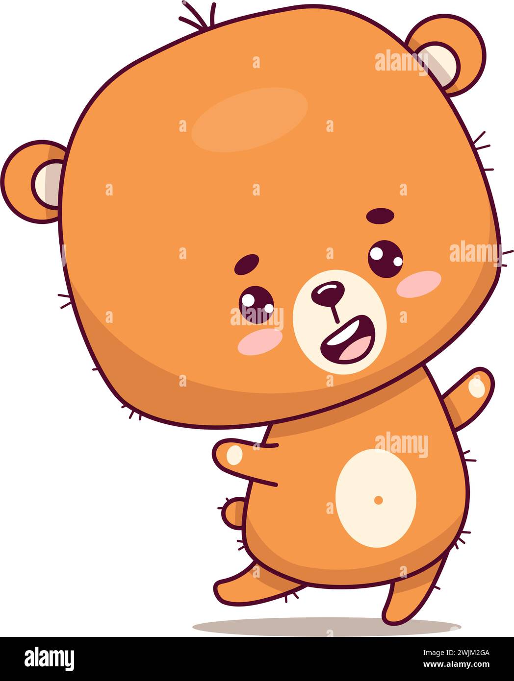 Smiling cheerful bear cub. Funny animal kawaii character. Vector ...