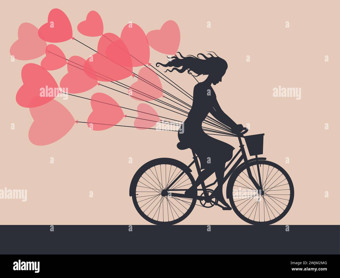 Retro girl on bicycle Stock Vector Images - Alamy