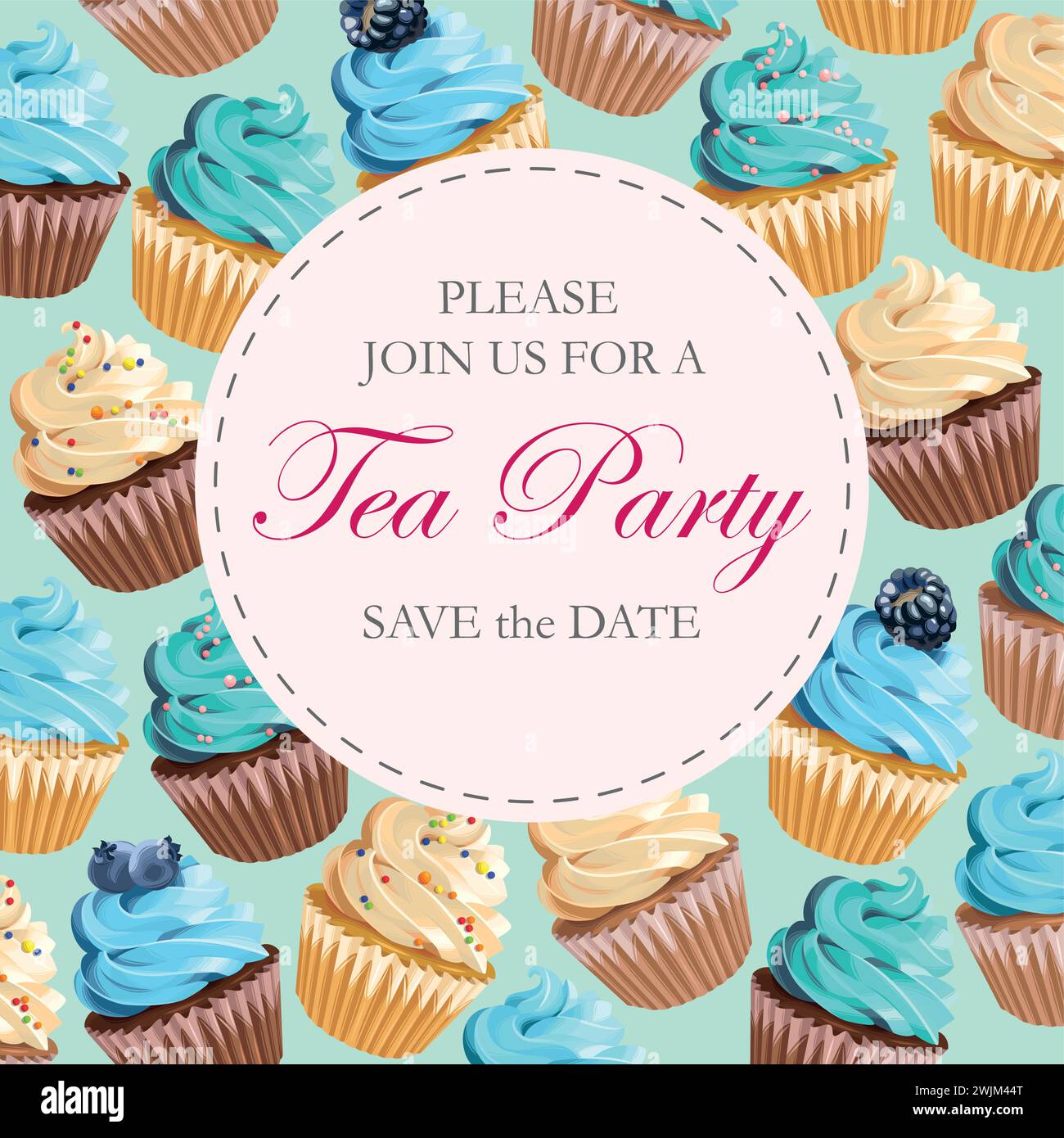 Tea party invitation Stock Vector Image & Art - Alamy