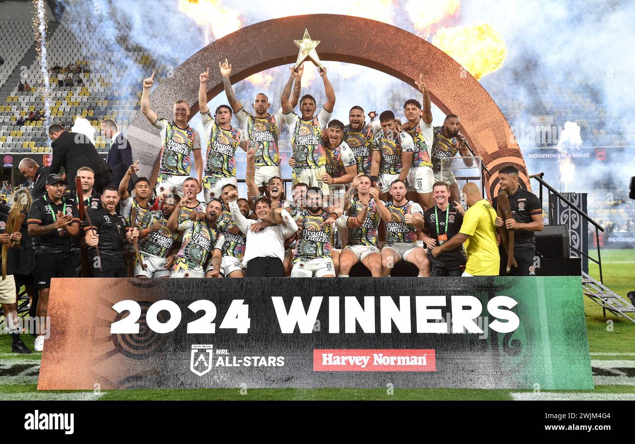 Townsville, Australia. 16th Feb, 2024. Indigenous All Stars players ...