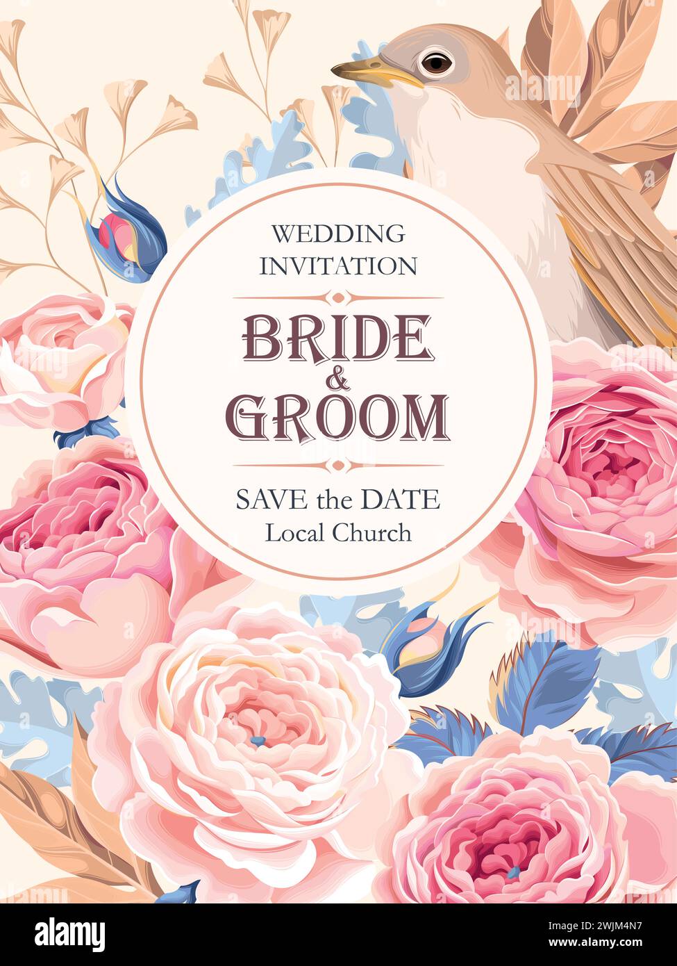 Vintage wedding invitation Stock Vector Image & Art - Alamy