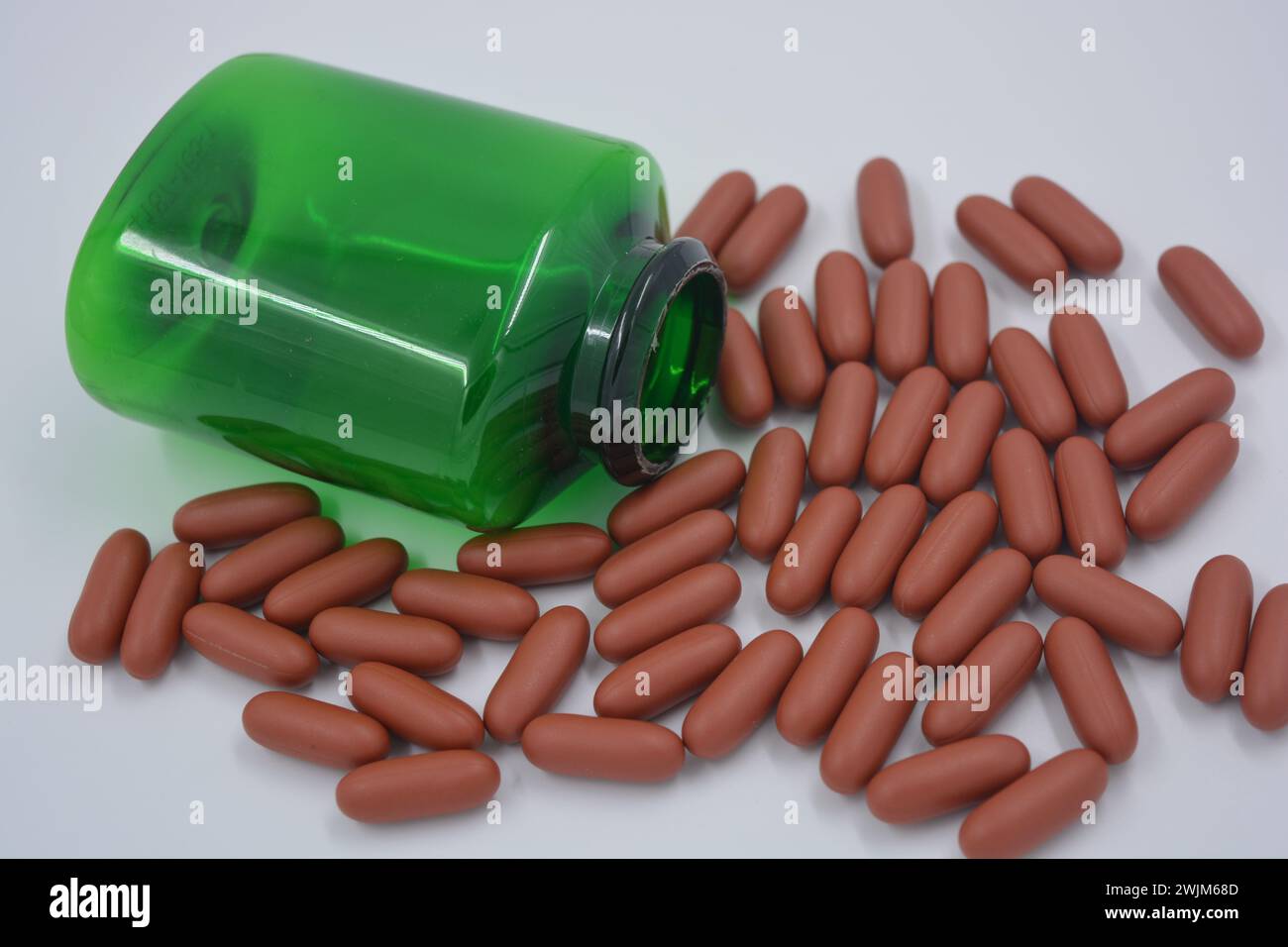 Medicine, pills, medicines, green jar with expensive vitamins filled ...