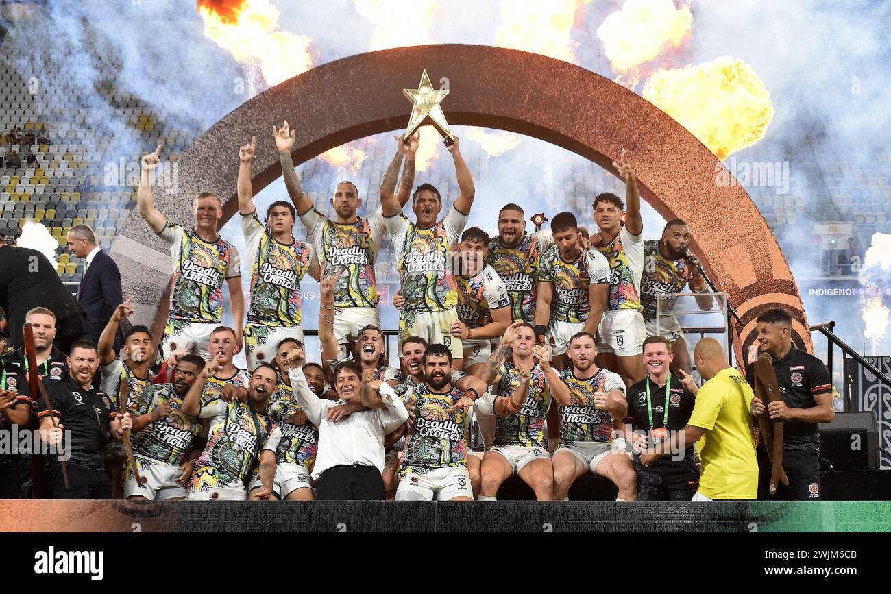 Townsville, Australia. 16th Feb, 2024. Indigenous All Stars players ...