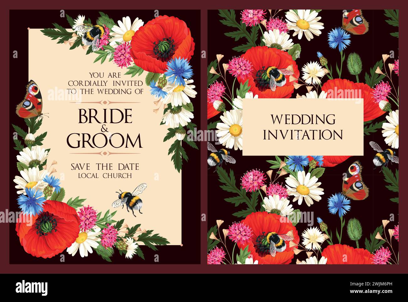 Vintage wedding invitation Stock Vector Image & Art - Alamy