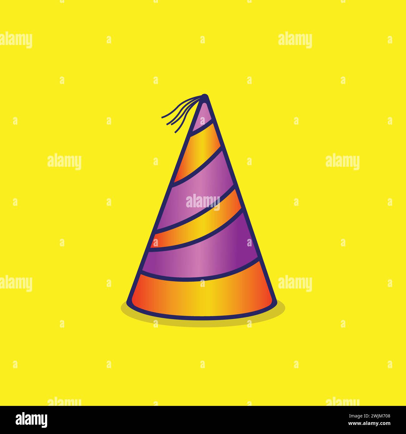 Happy birthday party hat sticker design. Party hat vector illustration ...