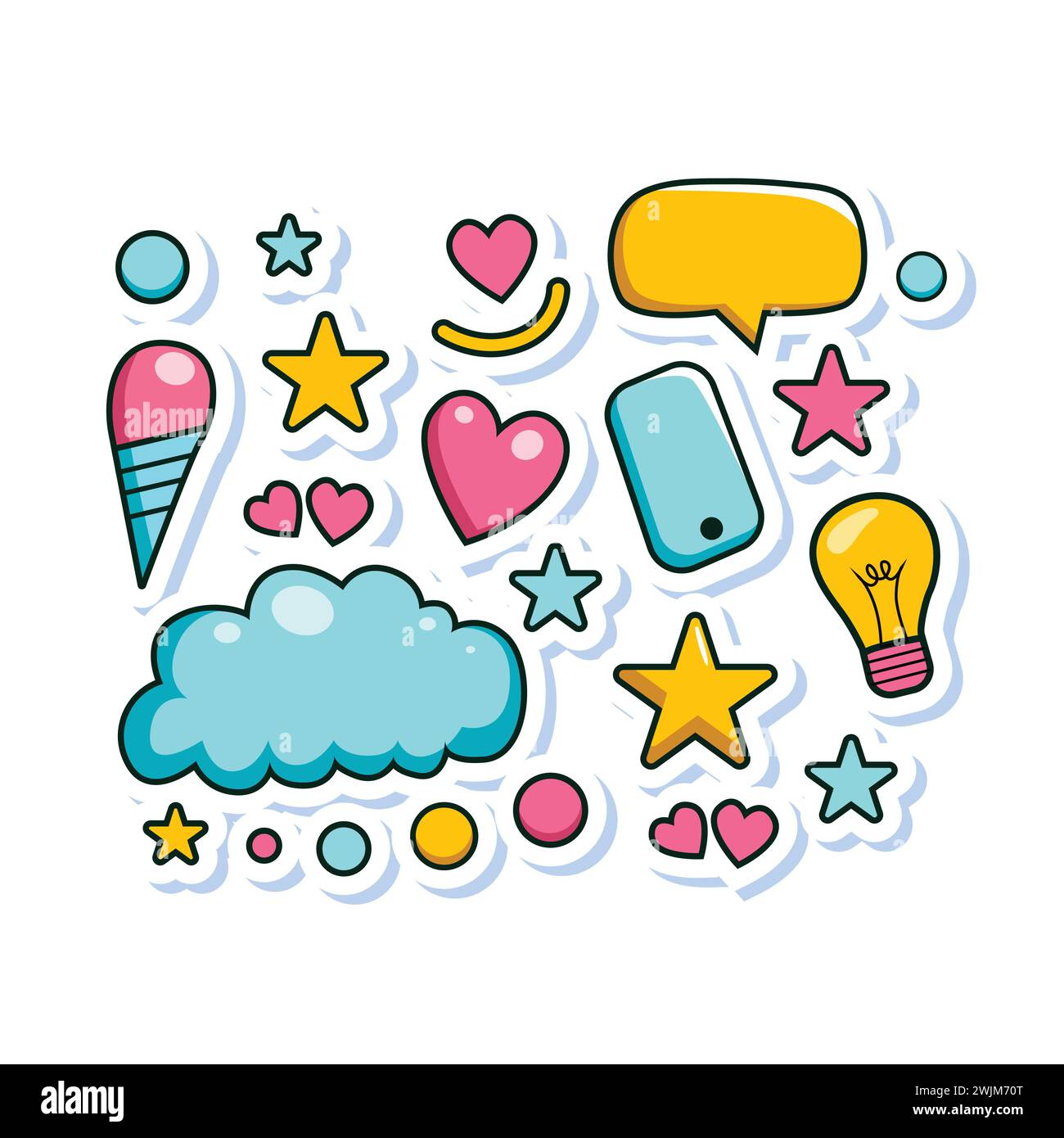Colorful trendy shapes sticker design vector illustration. Set of ...